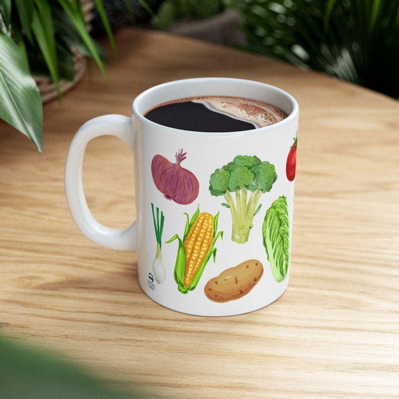 Garden Vegetables Mug – Ceramic Kitchen Cup Gift for Gardening ...