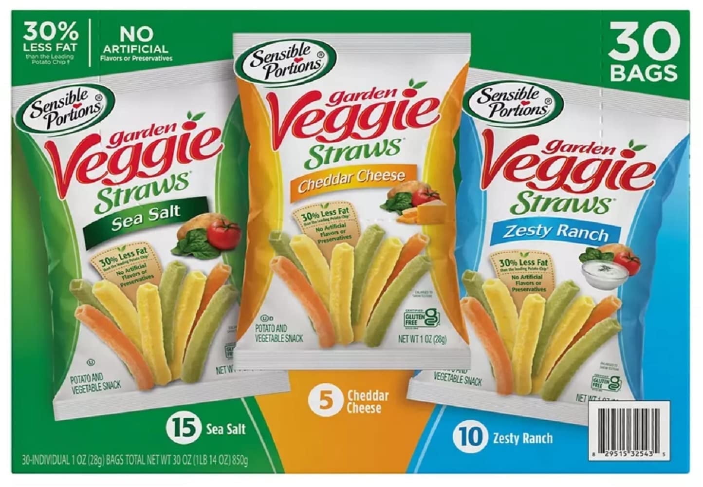 Sensible Portions Veggie Straws Variety Pack, 30 Count, Sea Salt and ...