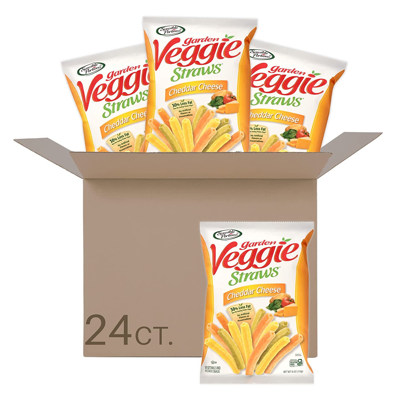 Garden Veggie Straws, Cheddar Cheese, Snack Size, 6 Oz (Pack Of 24 ...