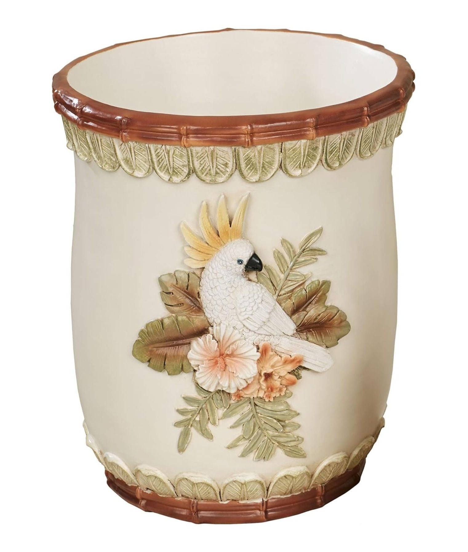 Garden Wastebasket | Cockatoo and Toucan Designs | Tropical Style Trash ...
