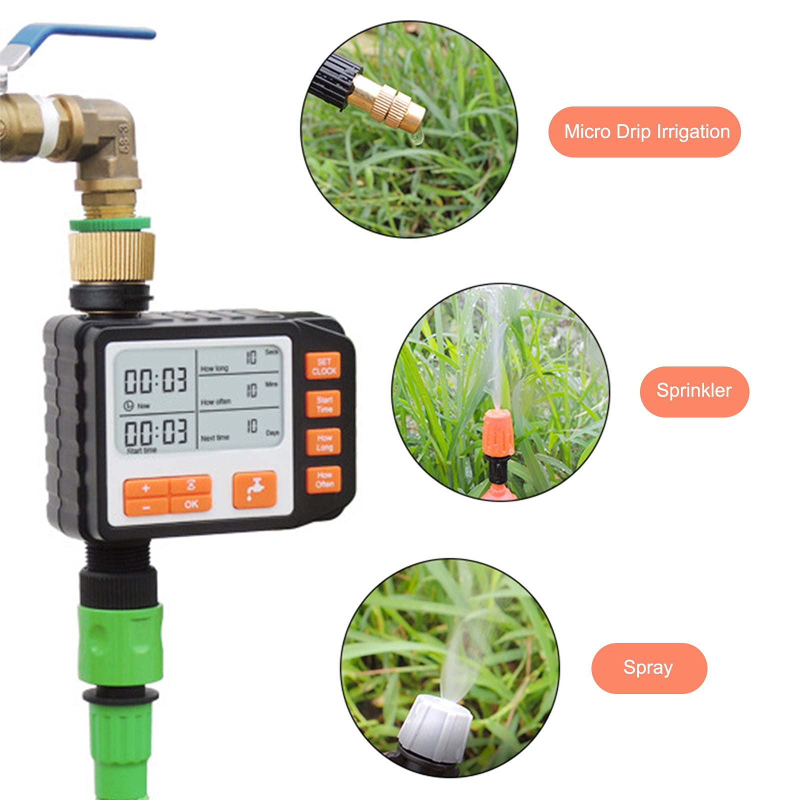 COOSERRY Garden Water Timer, IP65 Waterproof Digital Sprinkler ...