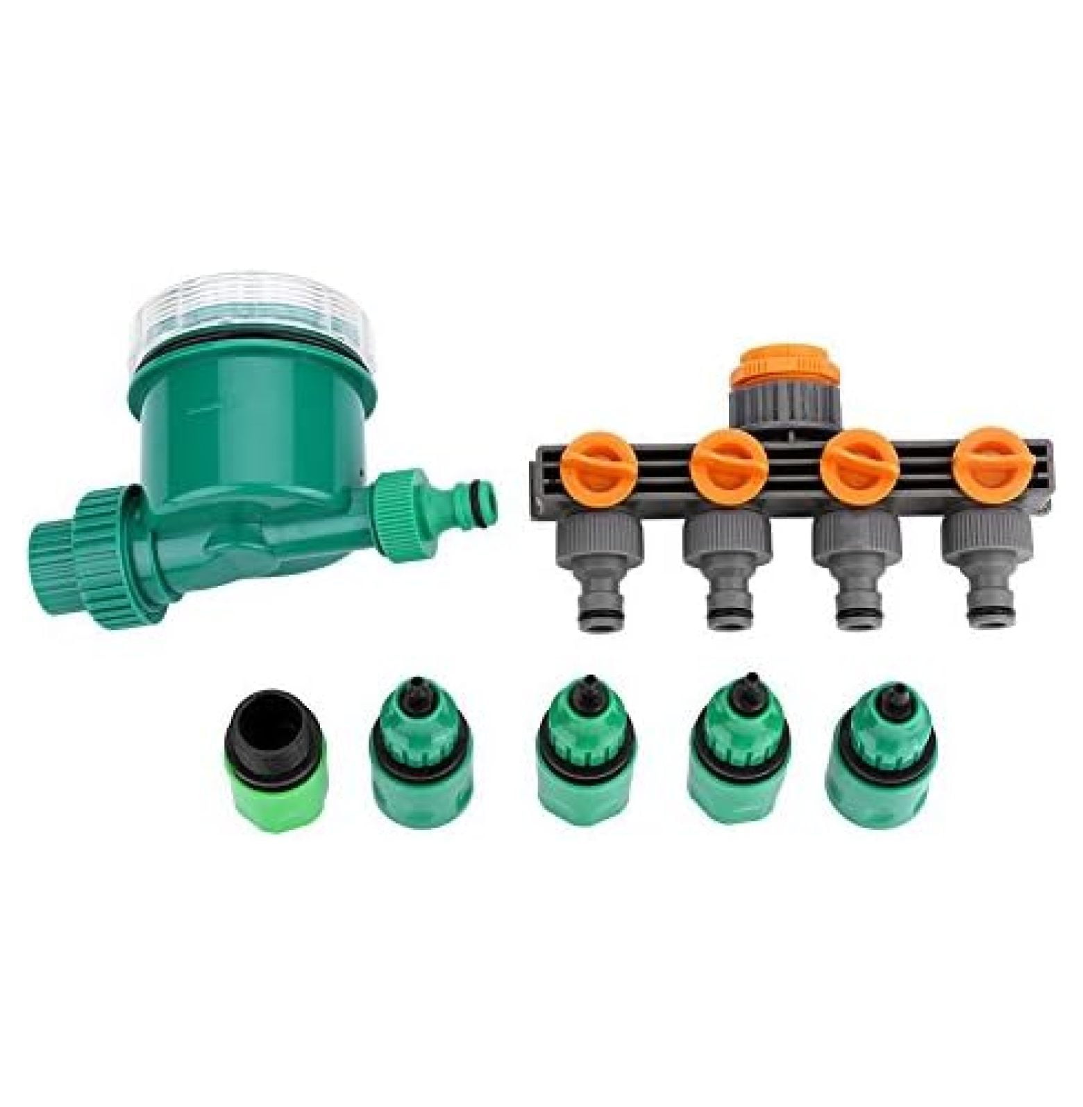 Garden Water Timer Irrigation Controller Kit with 4-Way Hose Splitter ...