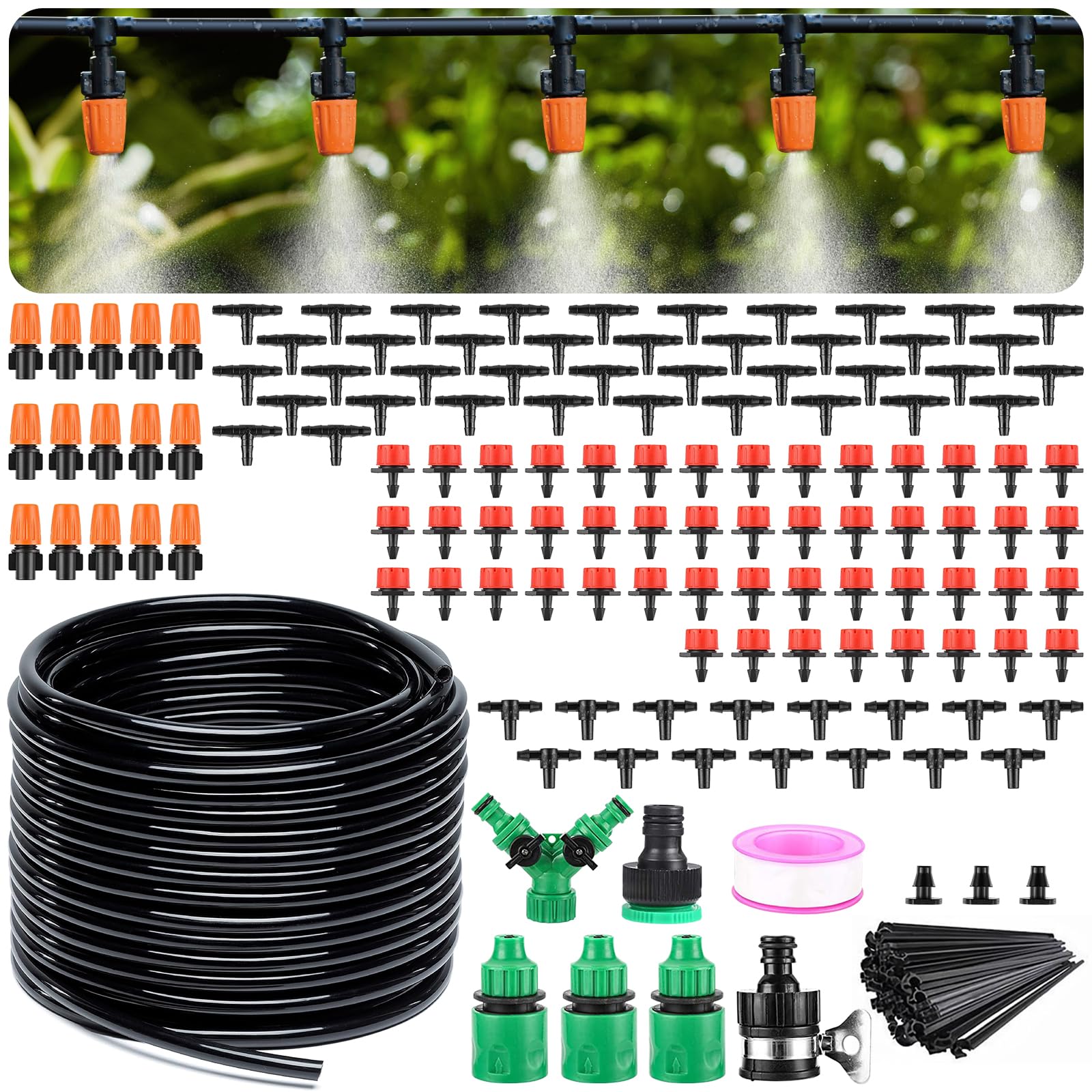 Garden Watering System, 164FT/50M RRF12 Drip Irrigation System Kits ...