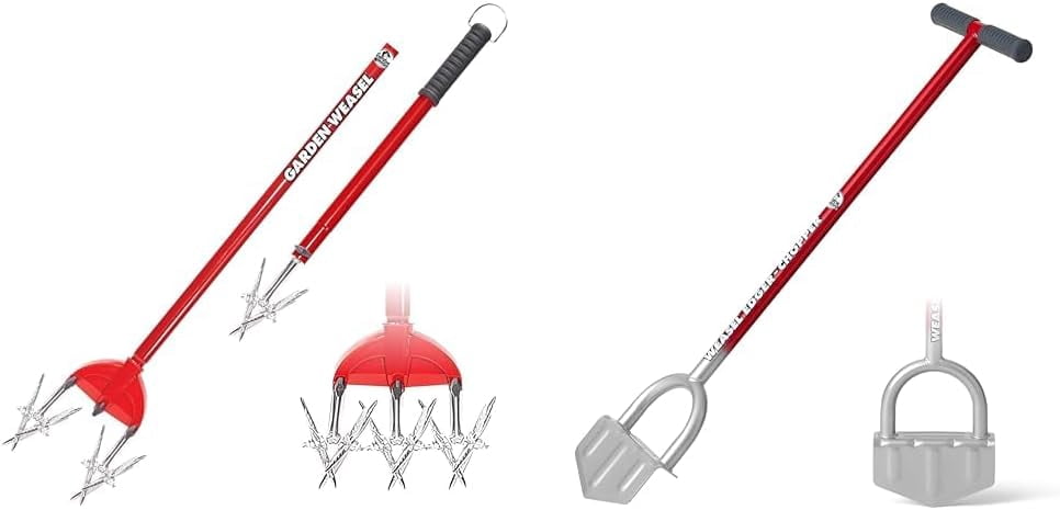 Garden Weasel Rotary Cultivator with Detachable Tines - Long Handle ...