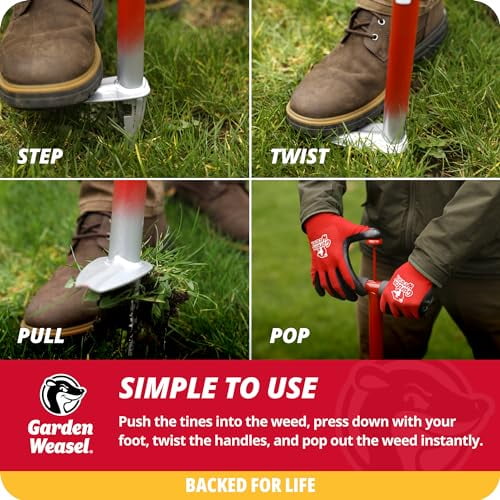 Garden Weasel WeedPopper Step & Twist - Long Handle | Easy Weeding and ...