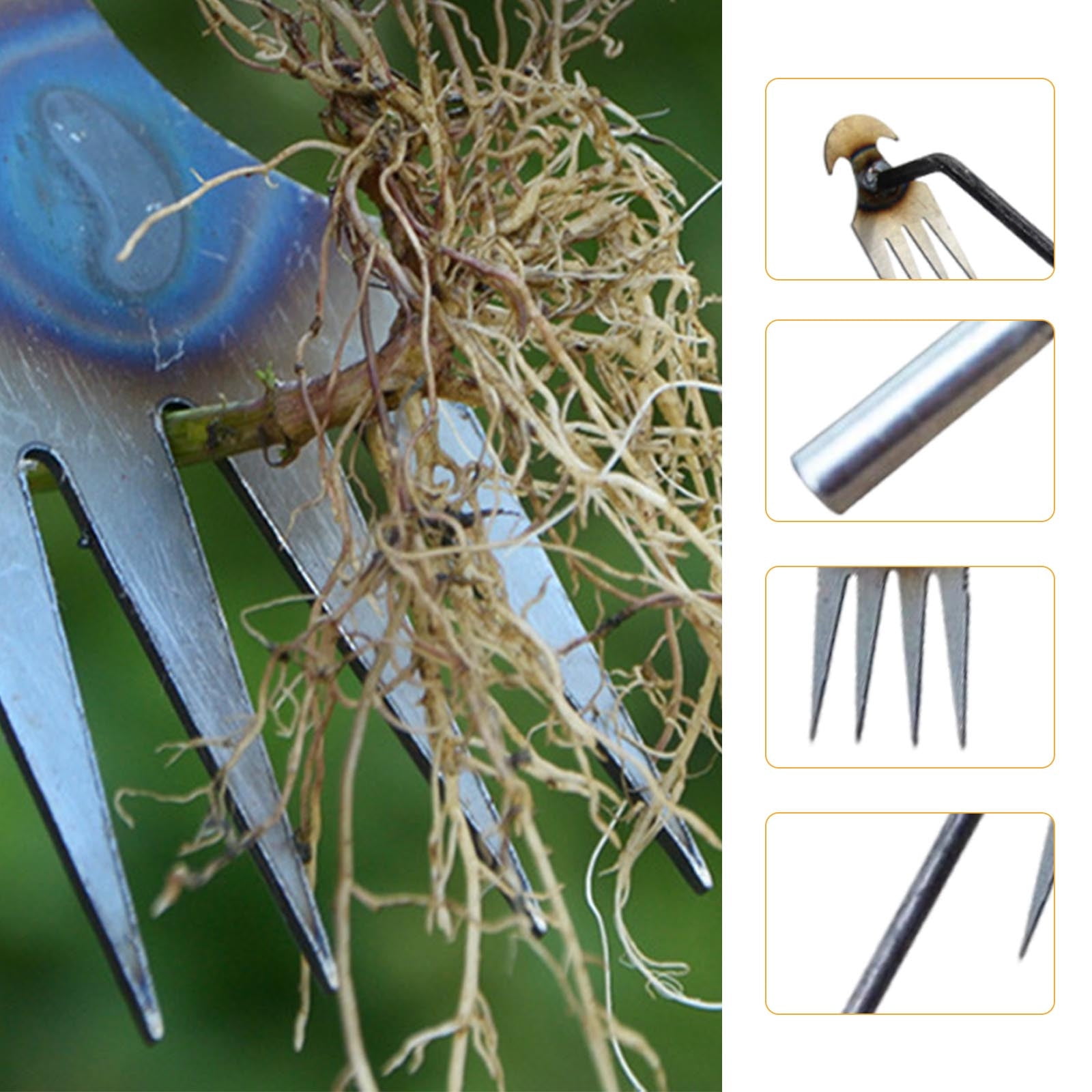 Garden Weeding Tool 4-Tine Cultivator, 27cm Manganese Steel Hand ...