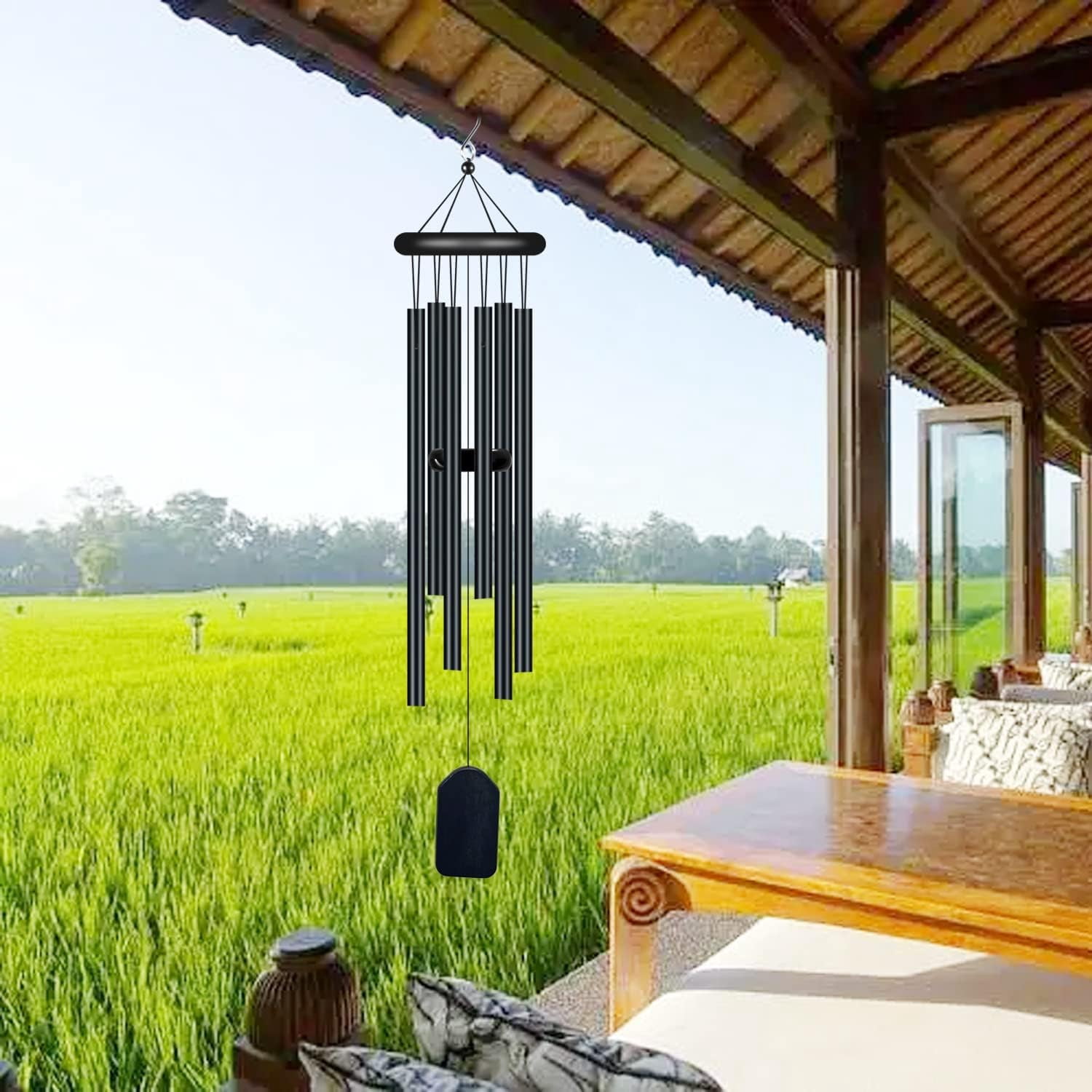 Garden Wind Chimes with 6 Aluminum Alloy Tubes and Hook,Memorial Wind ...