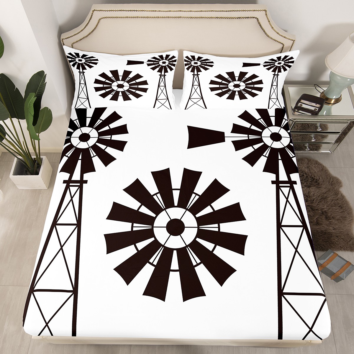 Garden Windmill Bed Sheets Windmill Decor Farmhouse Bedding Set ...