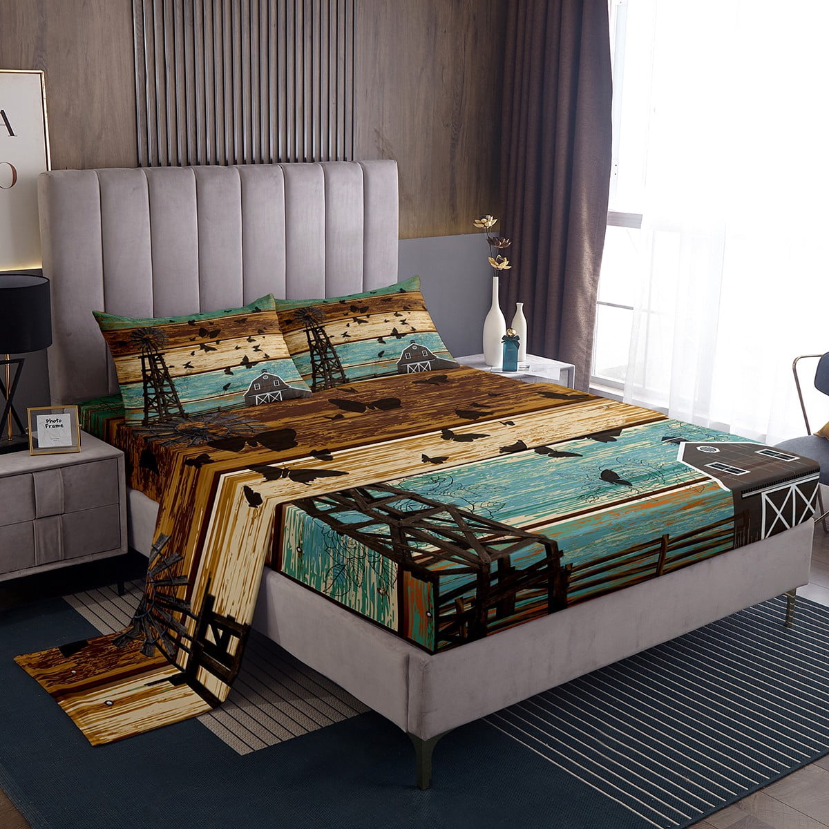 Garden Windmill Bed Sheets Set Pinwheel Winnower Sheet Set Twin,Animal ...