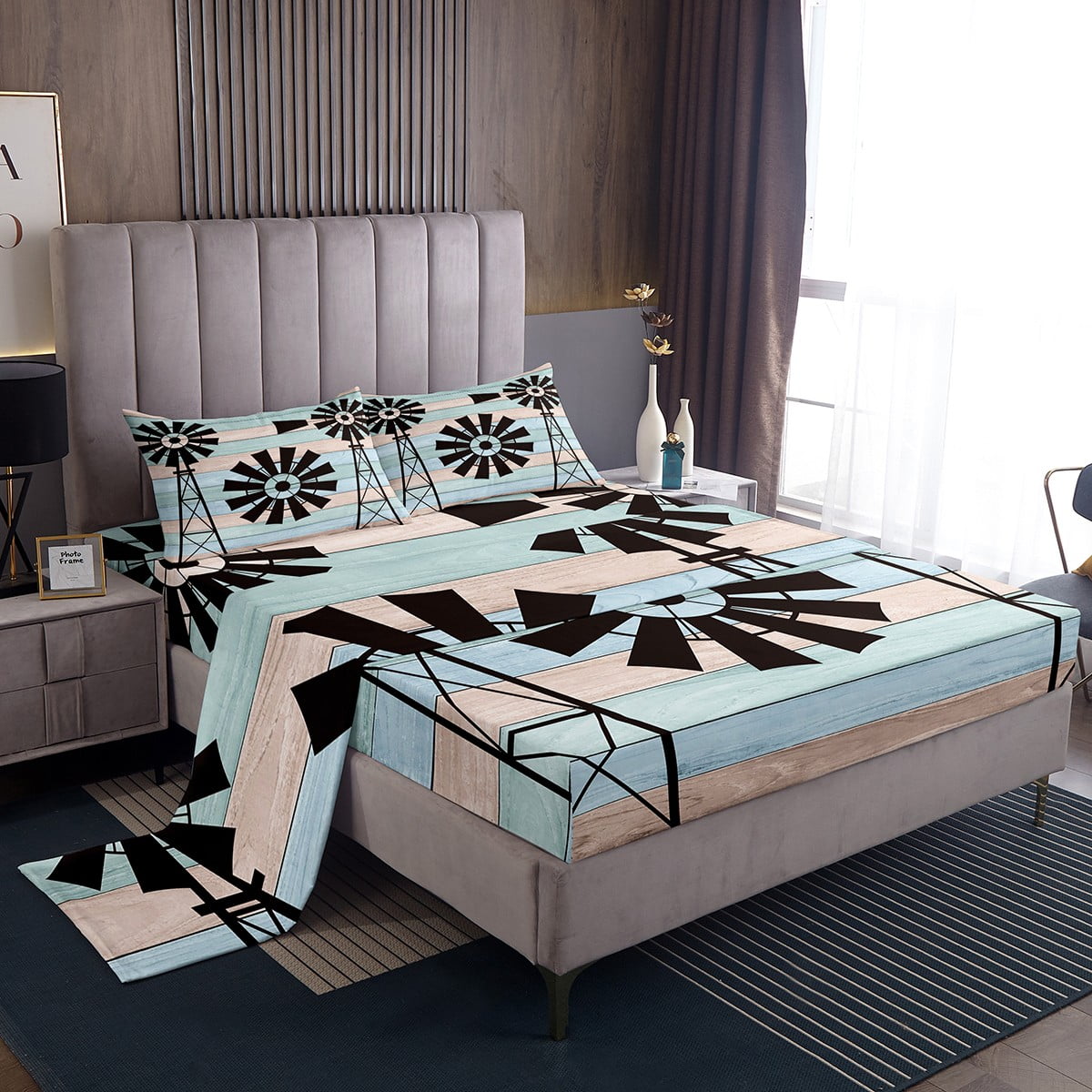 Garden Windmill Bed Sheets Set Windmill Decor Farmhouse Sheet Set Queen ...