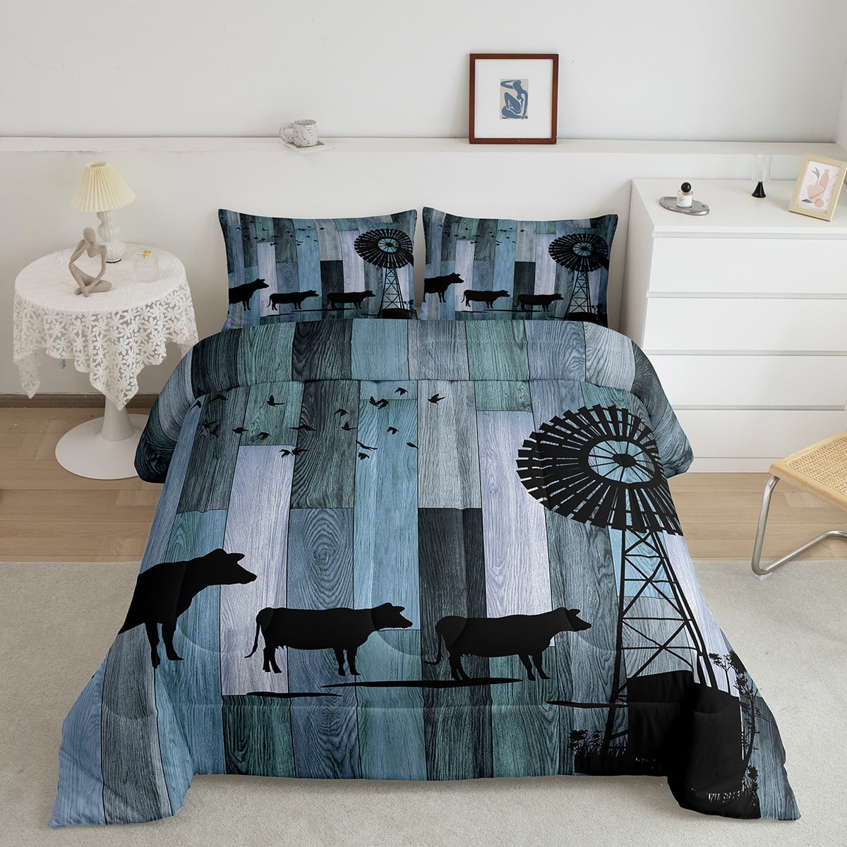 Garden Windmill Bedding Set Cartoon Vehicles Quilt,Farm Animals ...