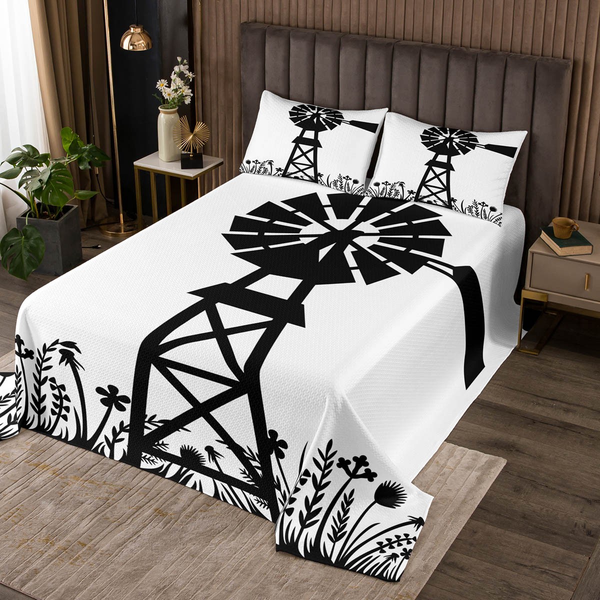 Garden Windmill Bedspread Set Windmill Decor Farmhouse Coverlet Set ...