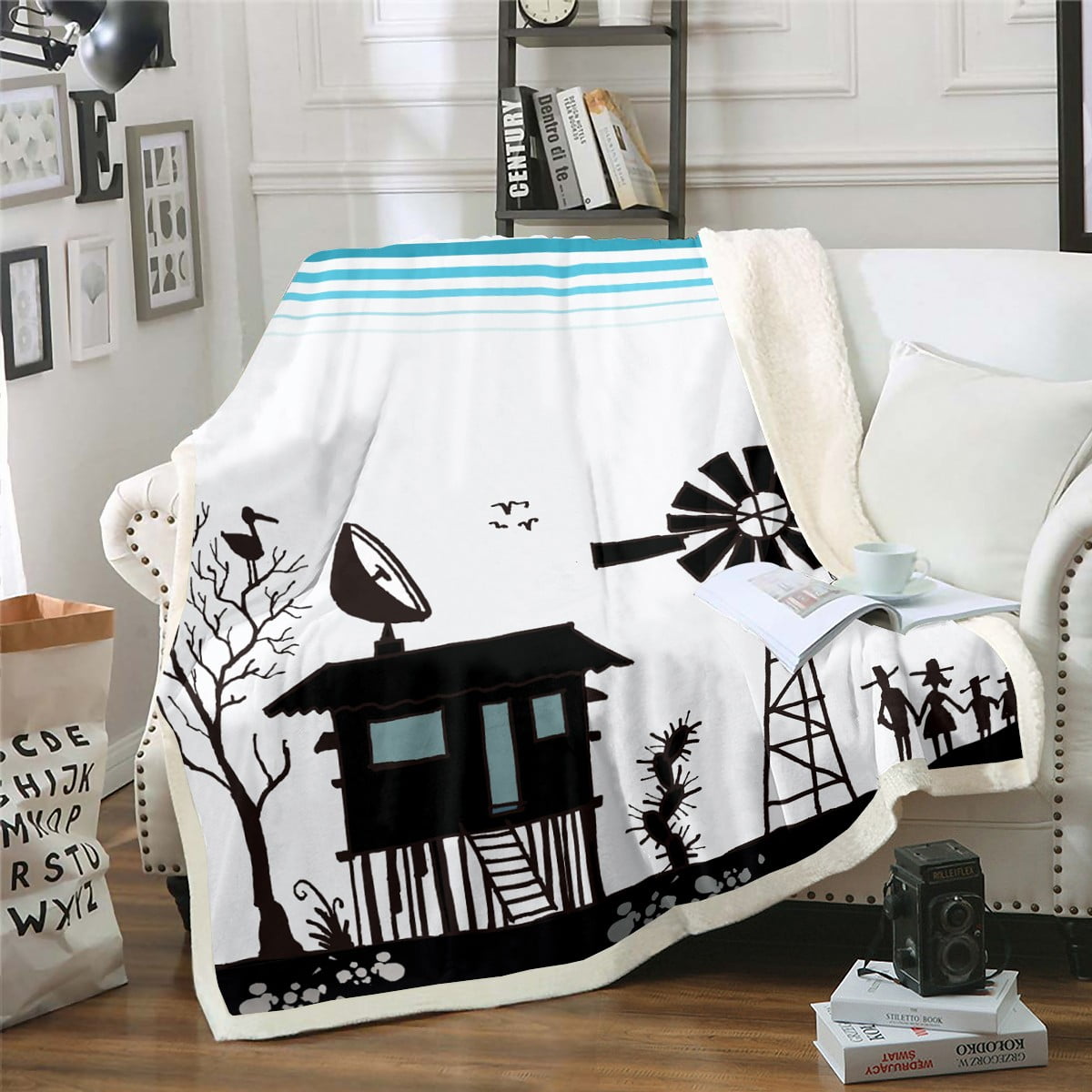 Garden Windmill Blanket 90"x90" Windmill Decor Farmhouse Throw Blanket ...