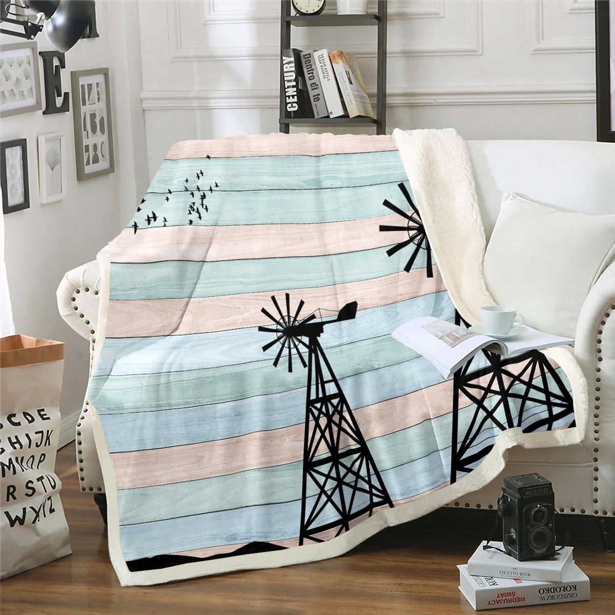 Garden Windmill Blanket Windmill Decor Farmhouse Throw Blanket 30"x40 ...