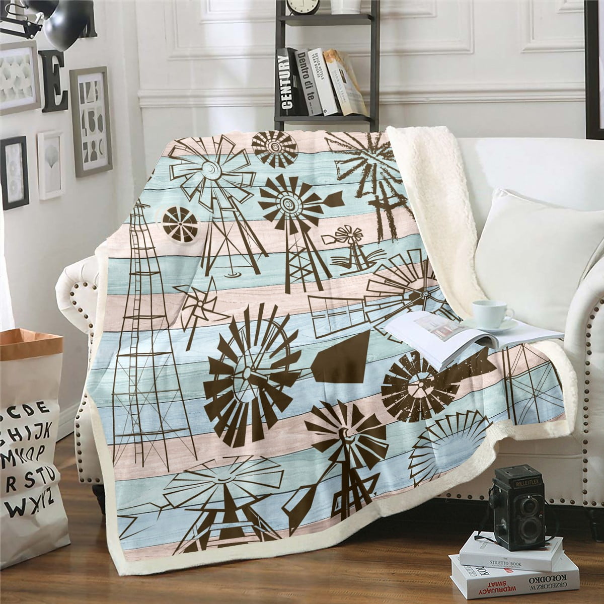 Garden Windmill Blanket Windmill Decor Farmhouse Throw Blanket 40"x50 ...