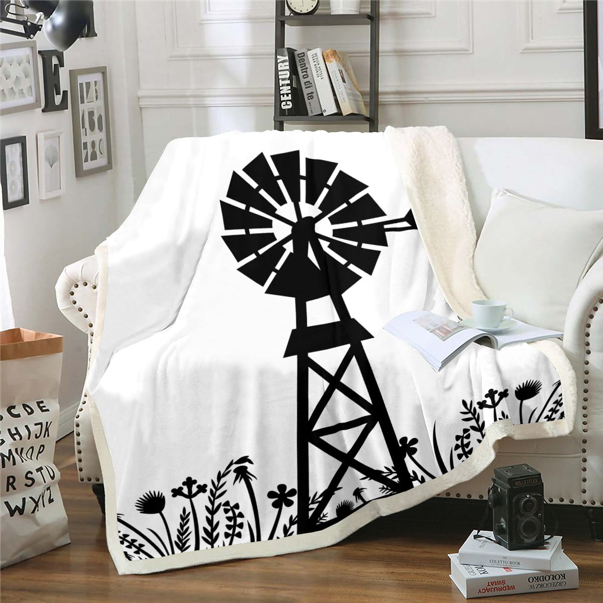 Garden Windmill Blanket Windmill Decor Farmhouse Throw Blanket 40"x50 ...