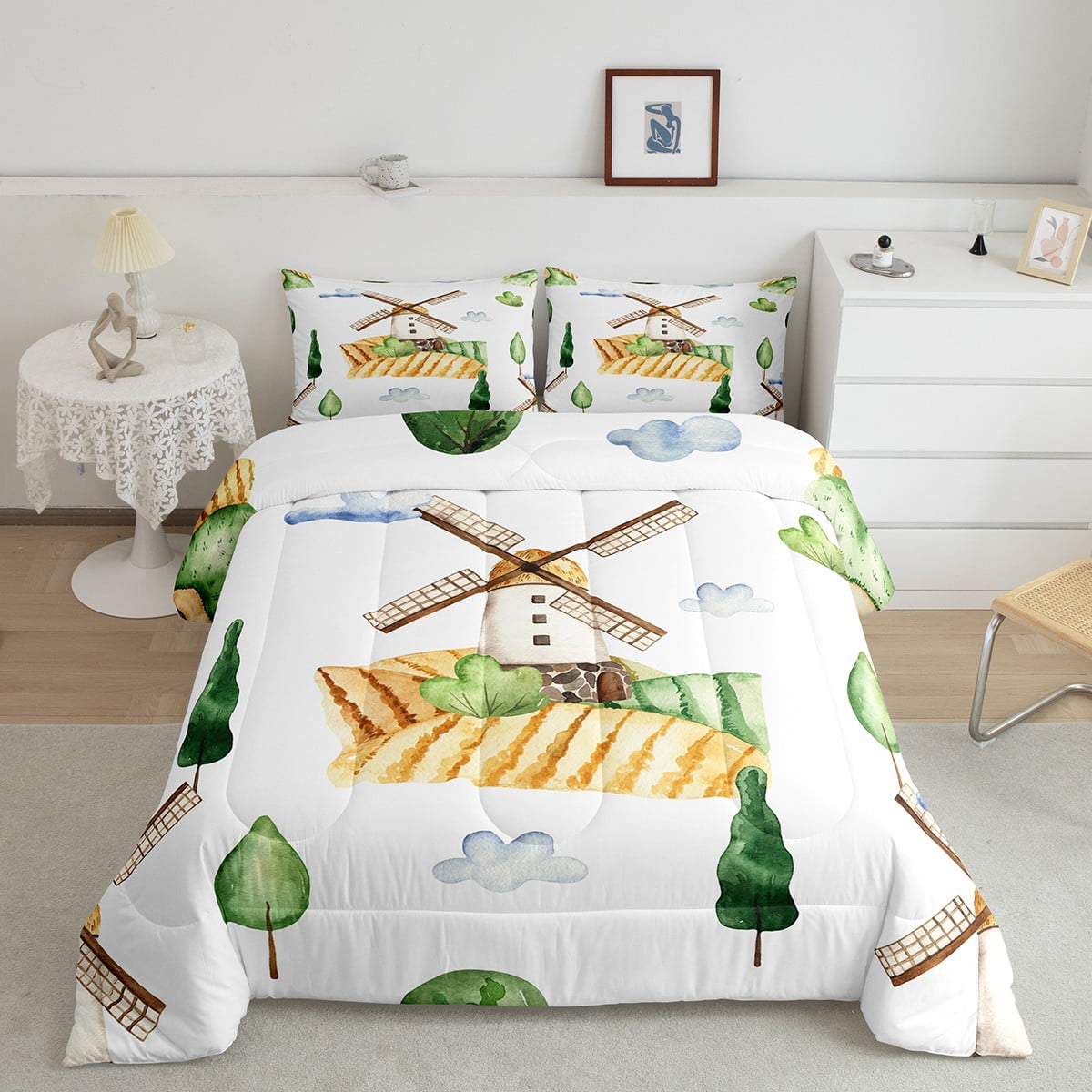 Garden Windmill Comforter Set Windmill Decor Farmhouse Bedding Set ...