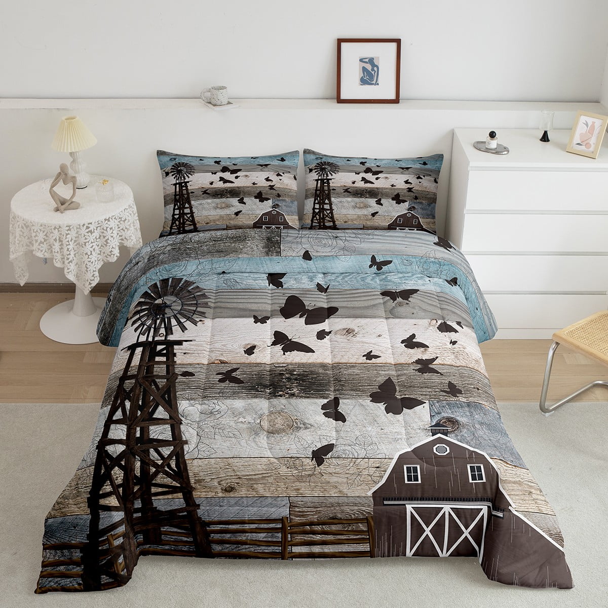Garden Windmill Comforter Set Pinwheel Winnower Bedding Set Twin,Animal ...