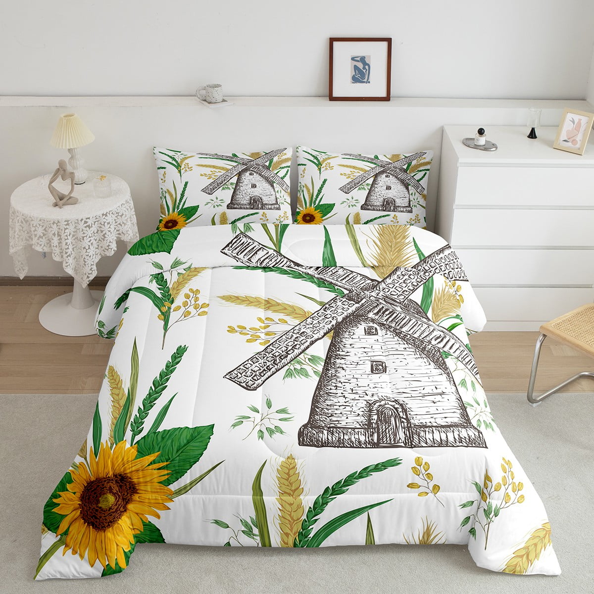 Garden Windmill Comforter Set Windmill Decor Farmhouse Bedding Set ...