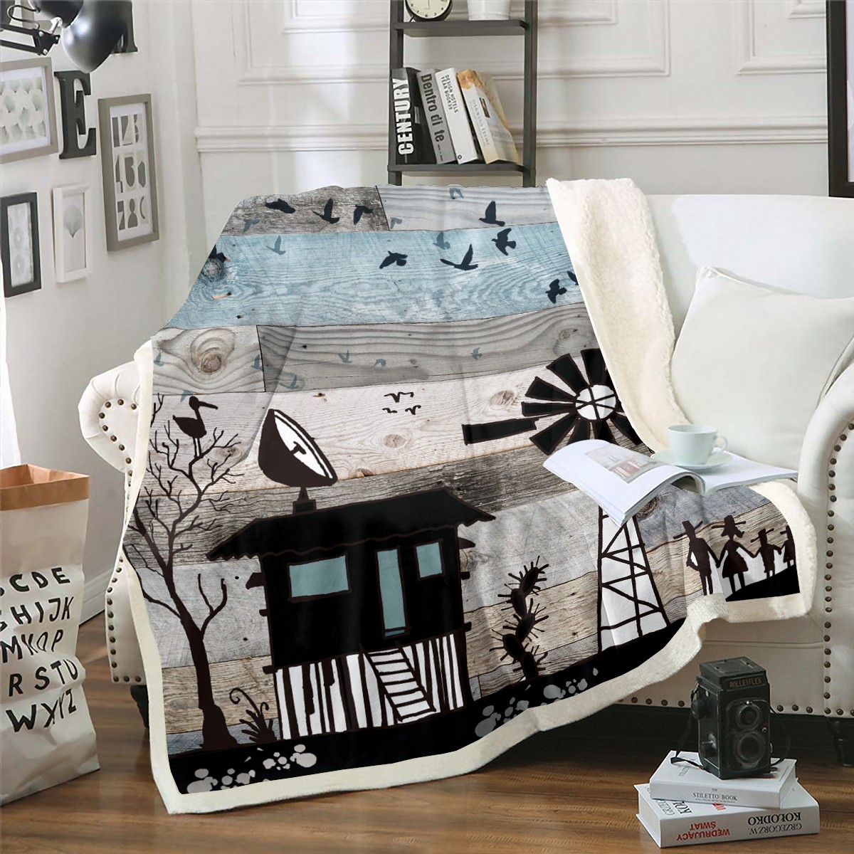 Garden Windmill Fleece Blanket Windmill Decor Farmhouse Blanket 50"x60 ...