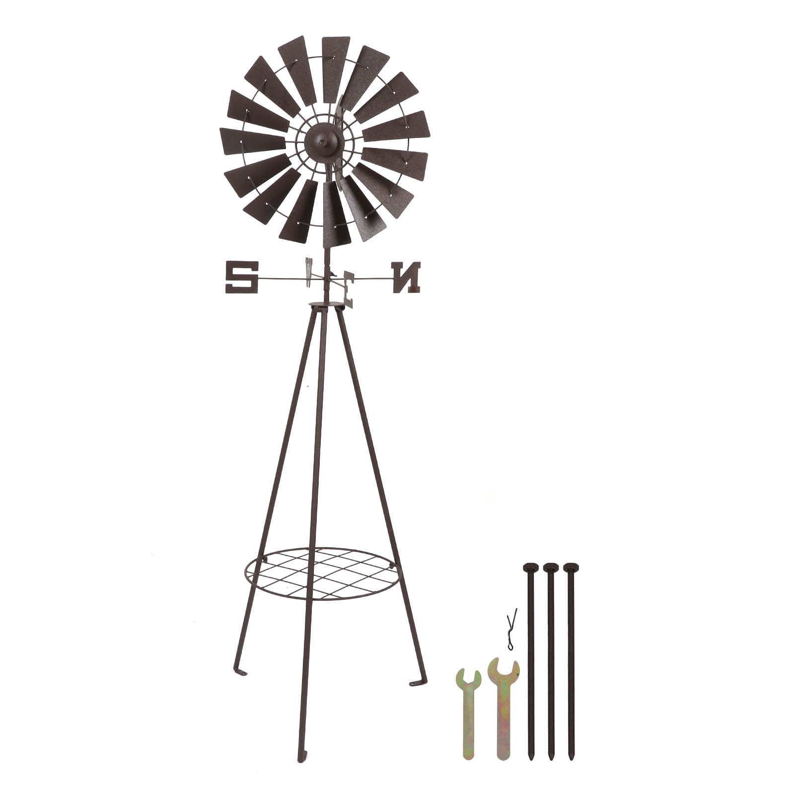 Garden Windmill Potting Rack Multifunctional Rotating Iron Floor ...