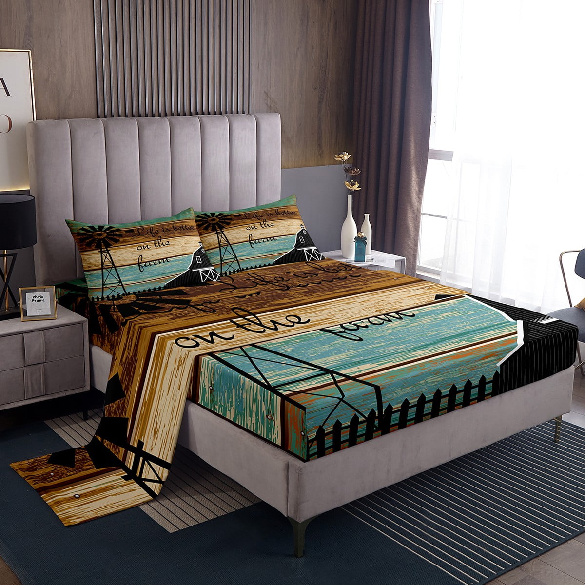 Garden Windmill Sheet Set Rustic Retro Farm House Sheets,Country ...