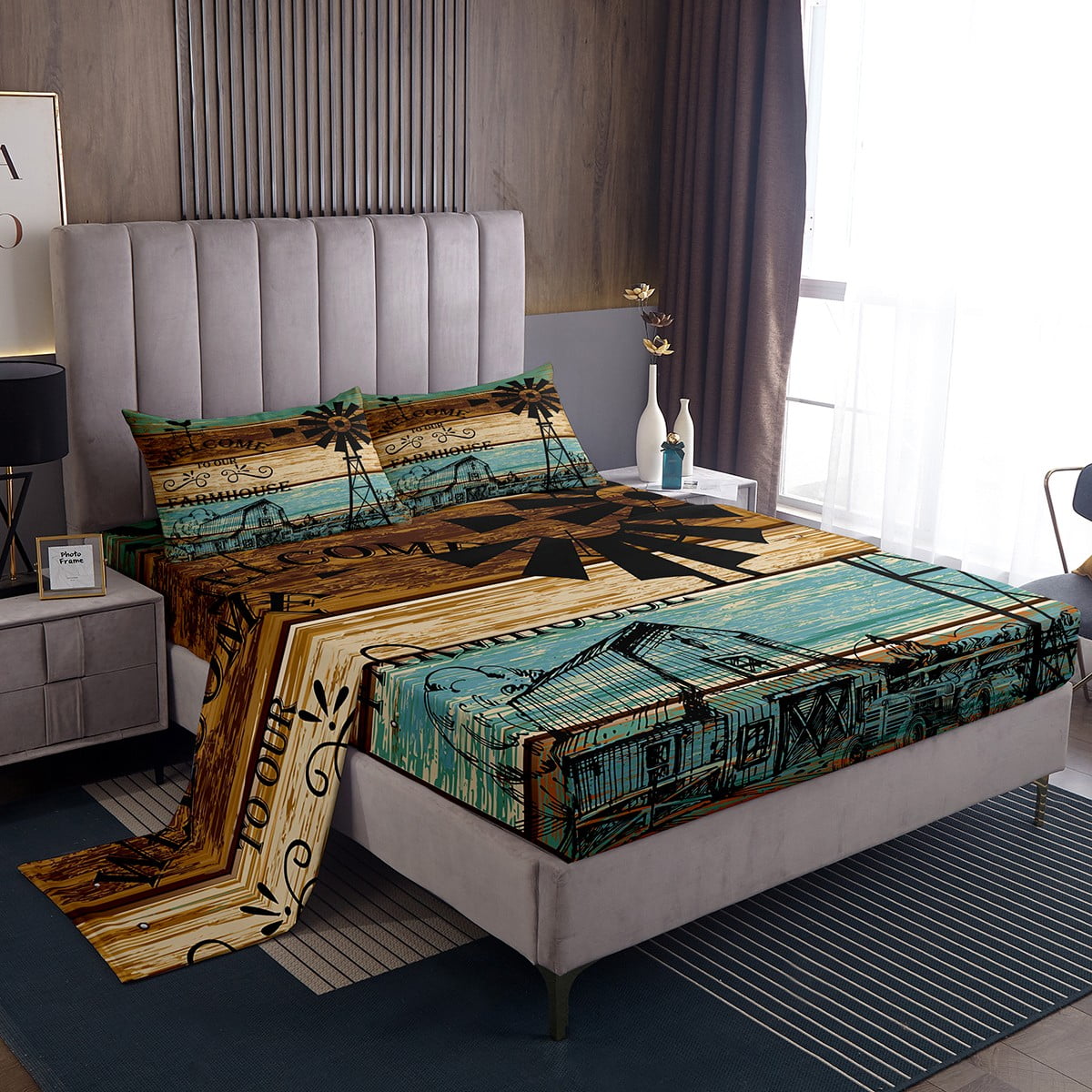 Garden Windmill Sheet Set Rustic Retro Farm House Sheets,Country ...