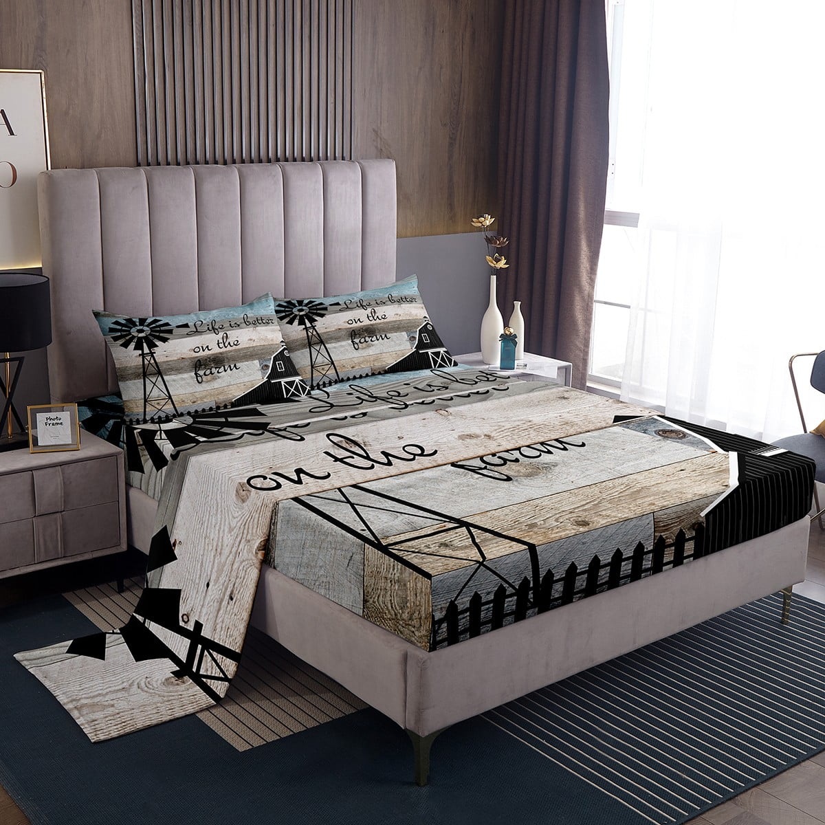 Garden Windmill Sheet Set Rustic Retro Farm House Sheets,Country ...