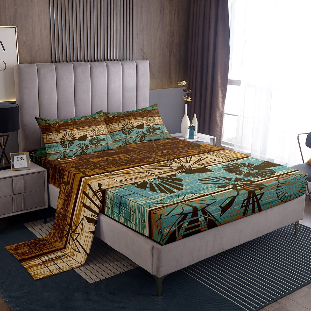 Garden Windmill Sheet Set Windmill Decor Farmhouse Sheets Twin,Lodge ...