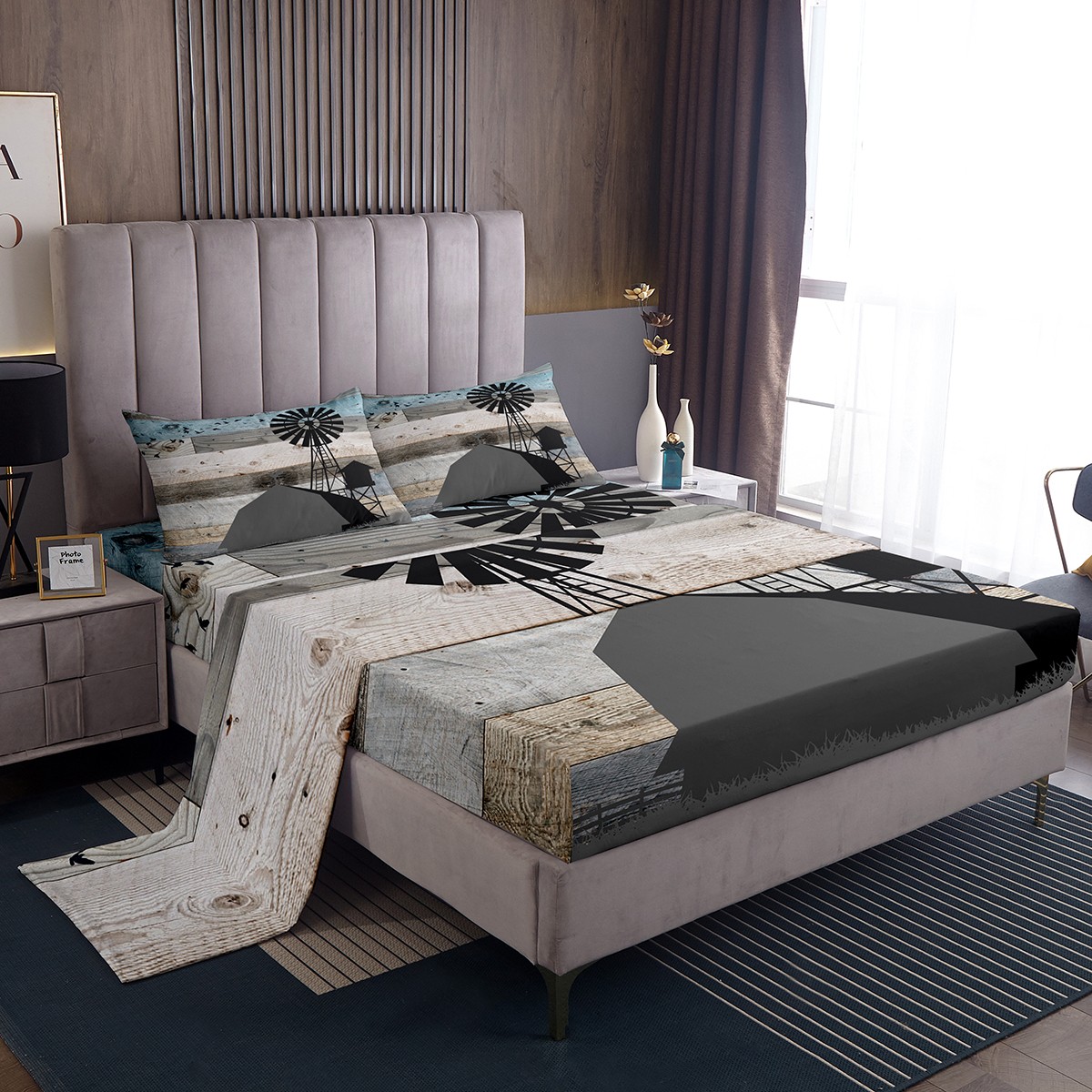 Garden Windmill Sheet Set Windmill Decor Farmhouse Sheets Twin,Lodge ...