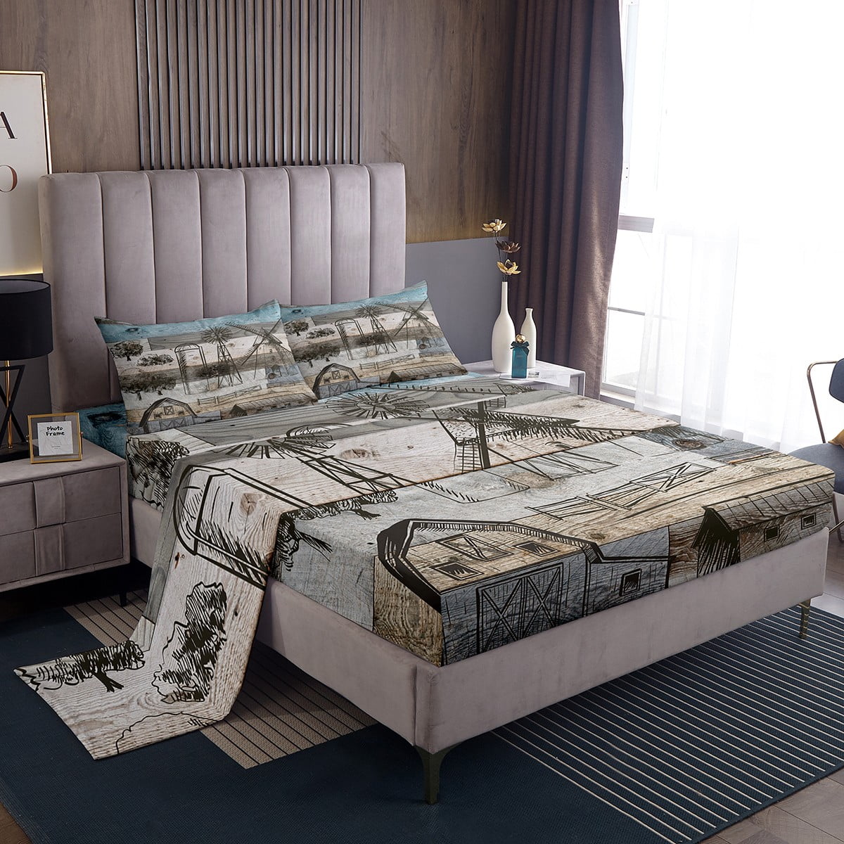 Garden Windmill Sheets Windmill Decor Farmhouse Bed Sheets Set Twin ...