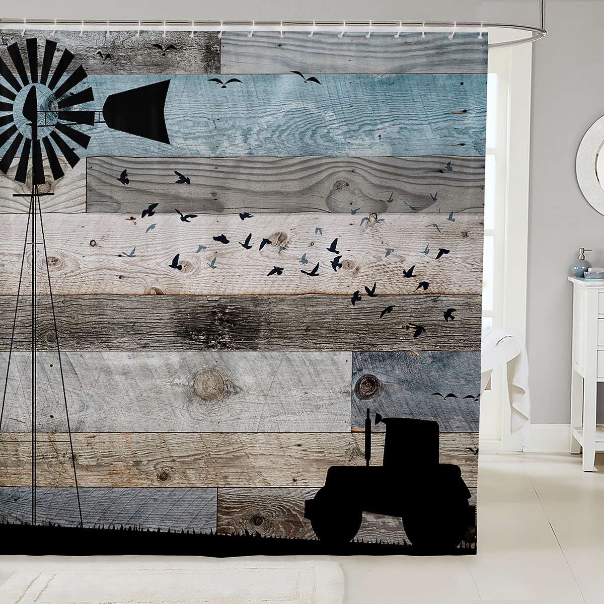 Garden Windmill Shower Curtain Windmill Decor Farmhouse Bathroom Shower ...
