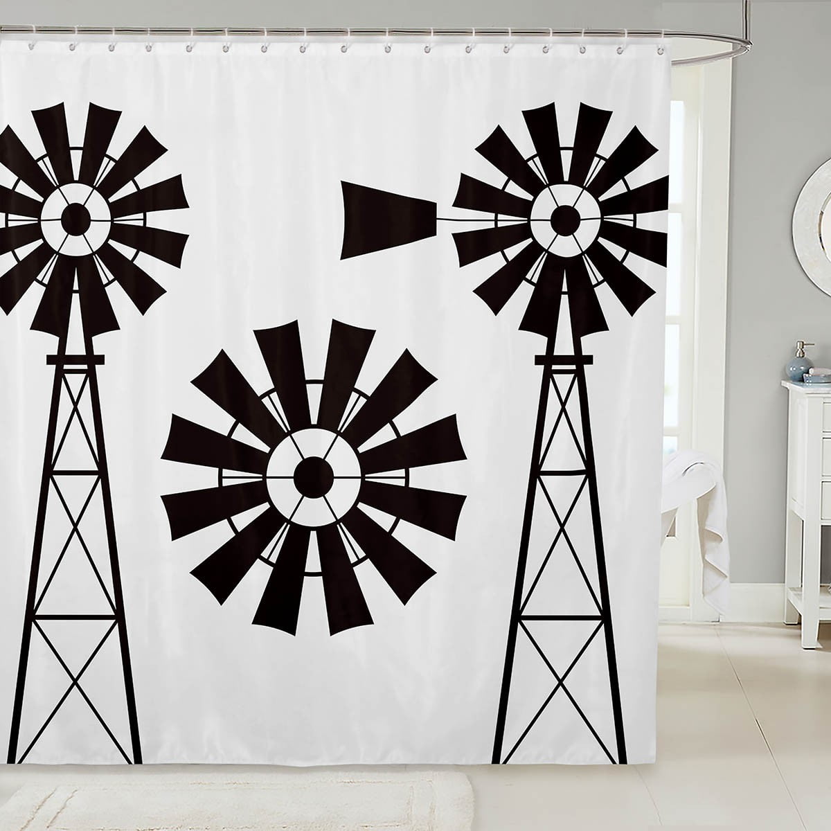 Garden Windmill Shower Curtain Windmill Decor Farmhouse Bathroom Shower ...