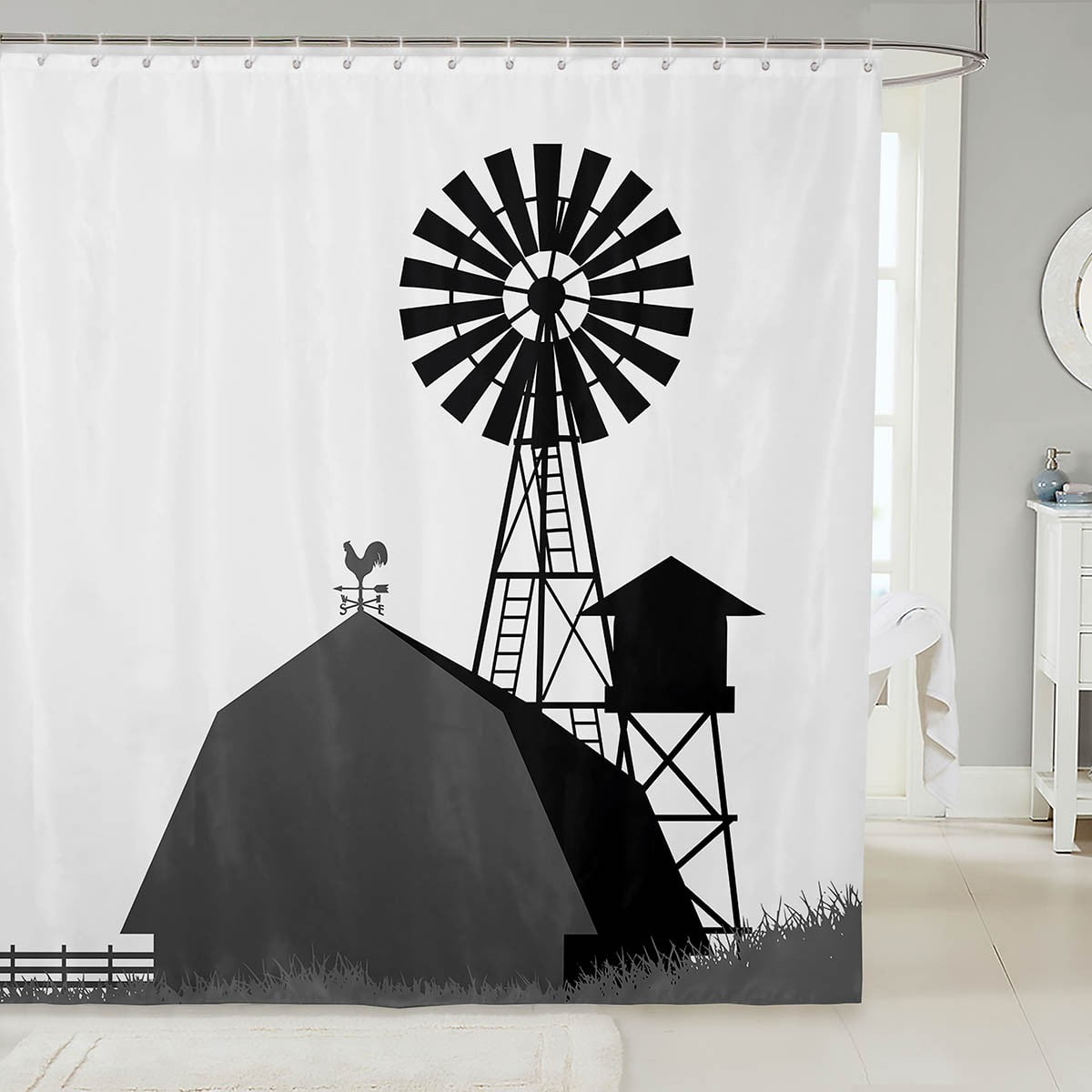 Garden Windmill Shower Curtain Windmill Decor Farmhouse Bathroom Shower ...