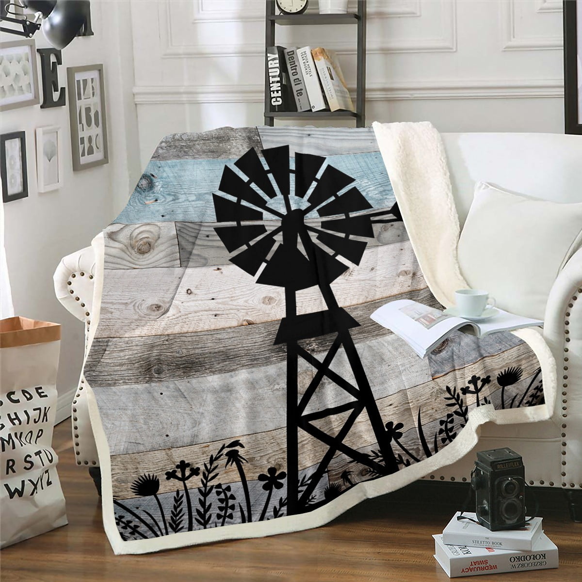Garden Windmill Throw Blanket Windmill Decor Farmhouse Fleece Blanket ...
