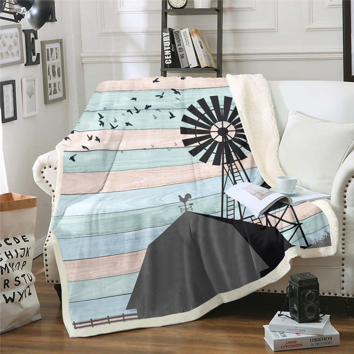 Garden Windmill Throw Blanket Windmill Decor Farmhouse Fleece Blanket ...
