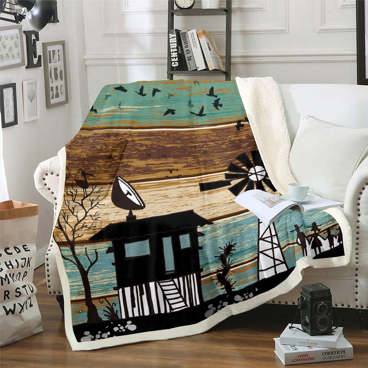 Garden Windmill Throw Blanket Windmill Decor Farmhouse Fleece Blanket ...