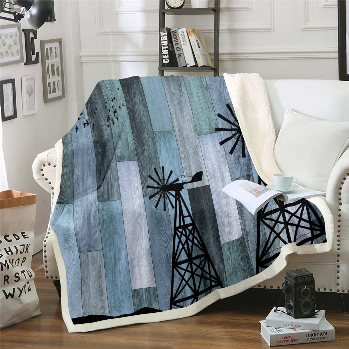 Garden Windmill Throw Blanket Windmill Decor Farmhouse Fleece Blanket ...