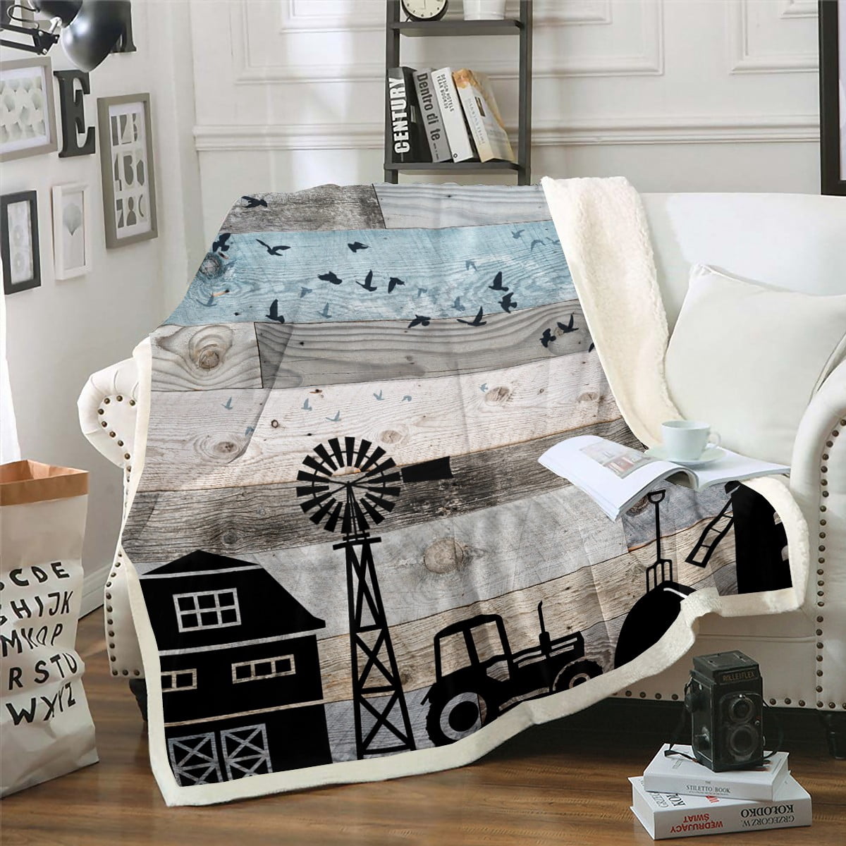 Garden Windmill Throw Blanket Windmill Decor Farmhouse Fleece Blanket ...