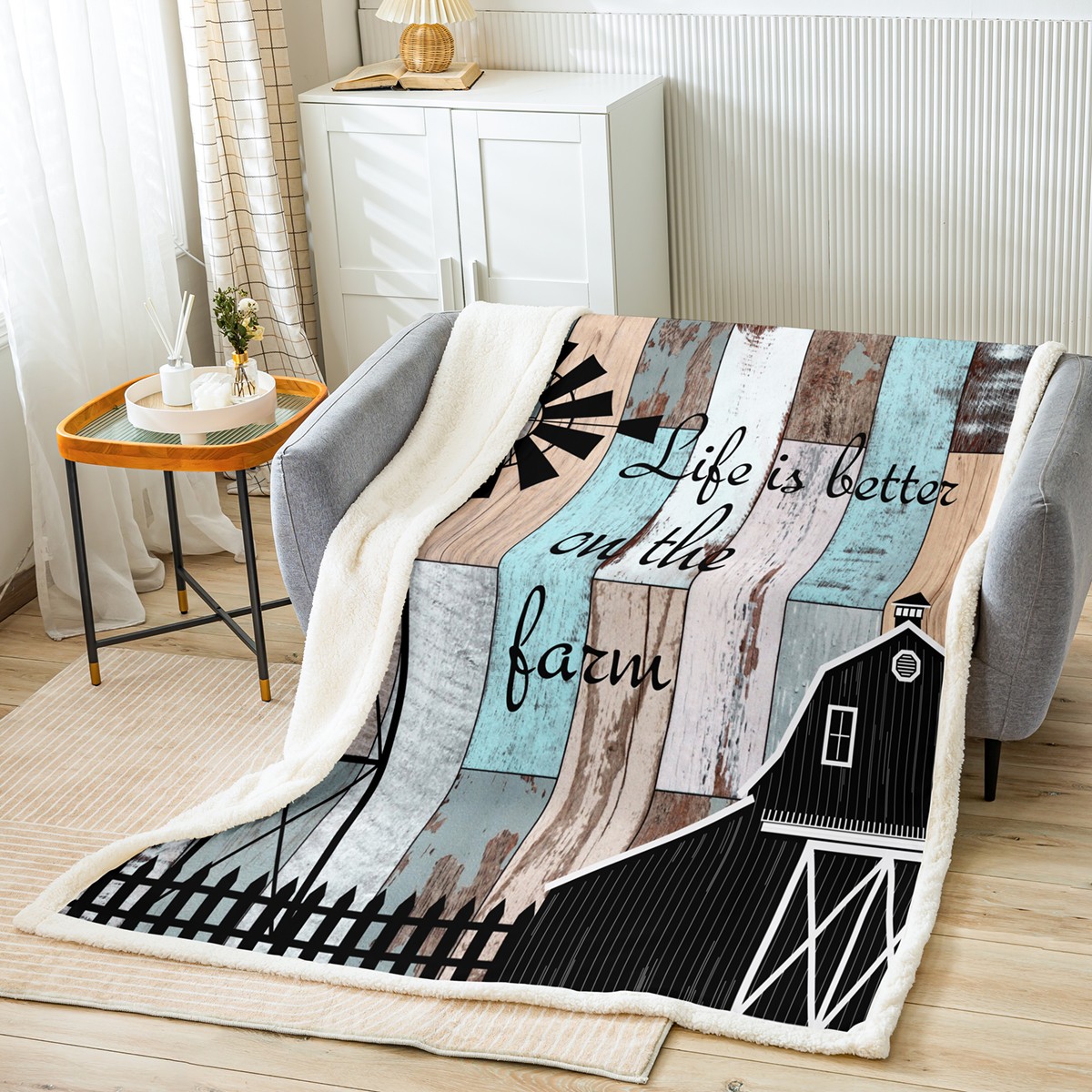 Garden Windmill Throw Blanket Rustic Retro Farm House Fleece Blanket ...