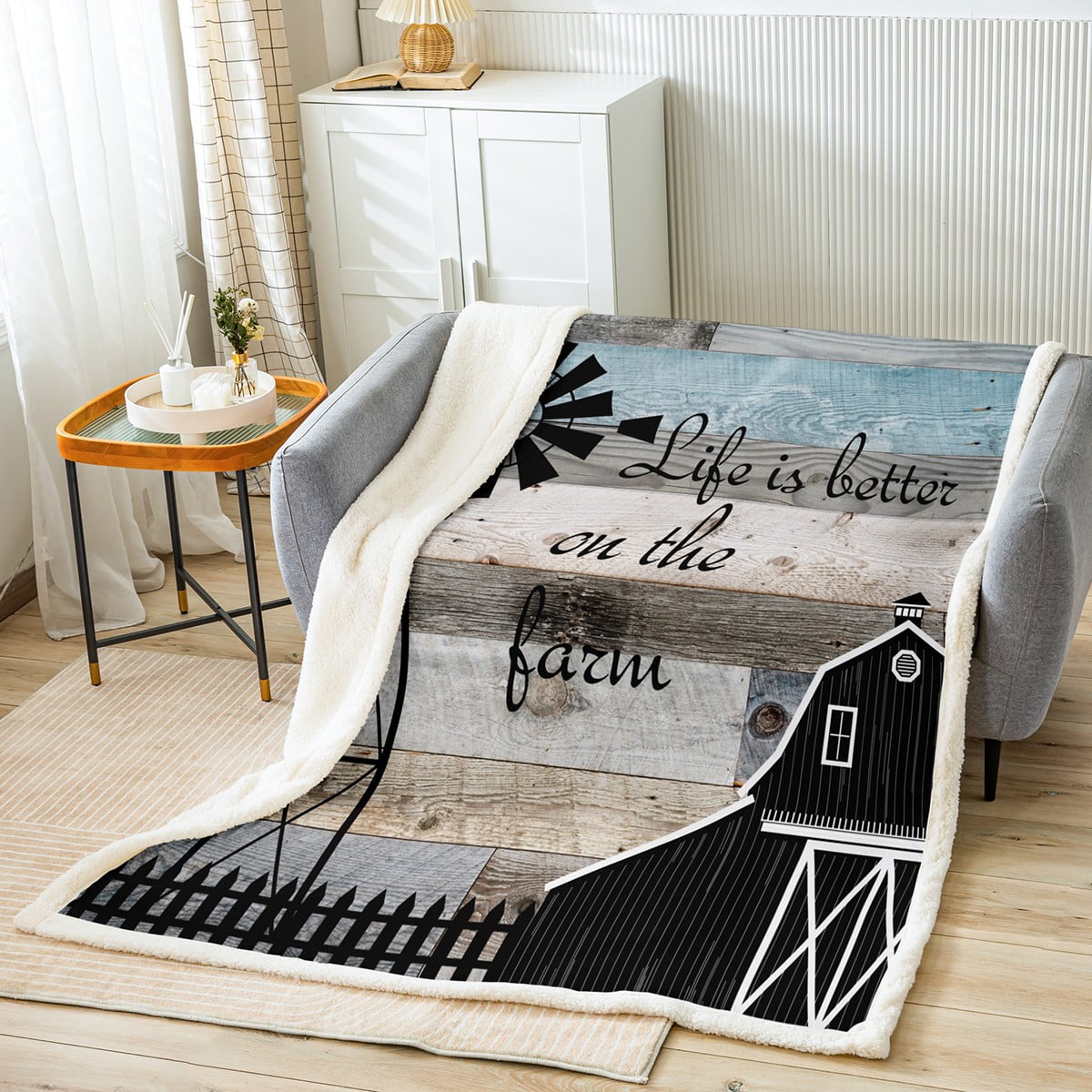 Garden Windmill Throw Blanket Rustic Retro Farm House Fleece Blanket ...