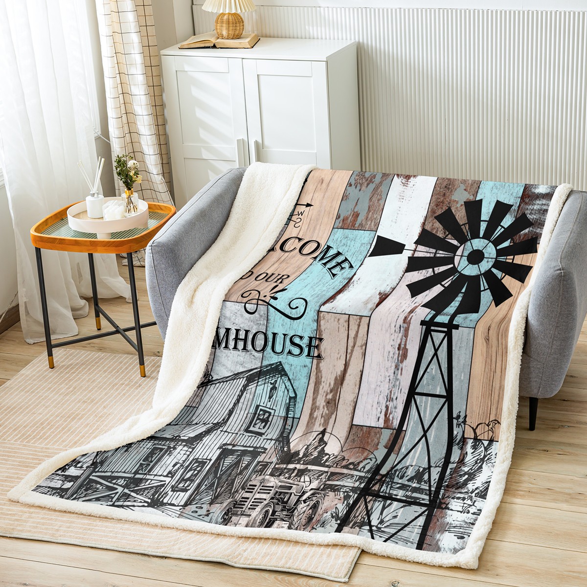 Garden Windmill Throw Blanket Rustic Retro Farm House Fleece Blanket ...
