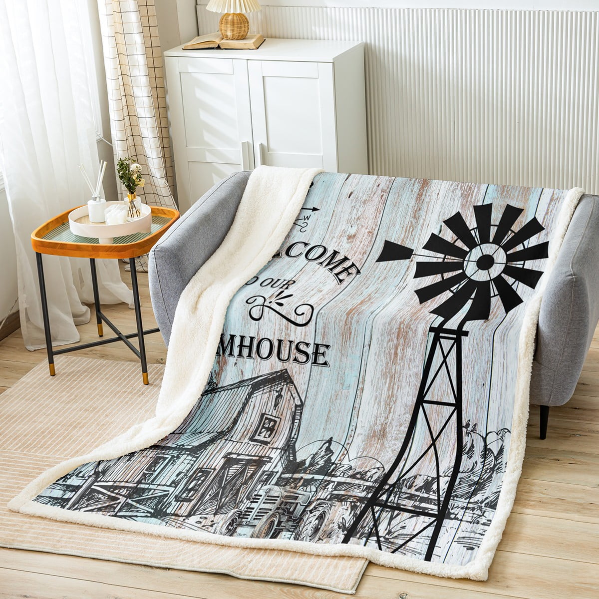 Garden Windmill Throw Blanket Rustic Retro Farm House Fleece Blanket ...