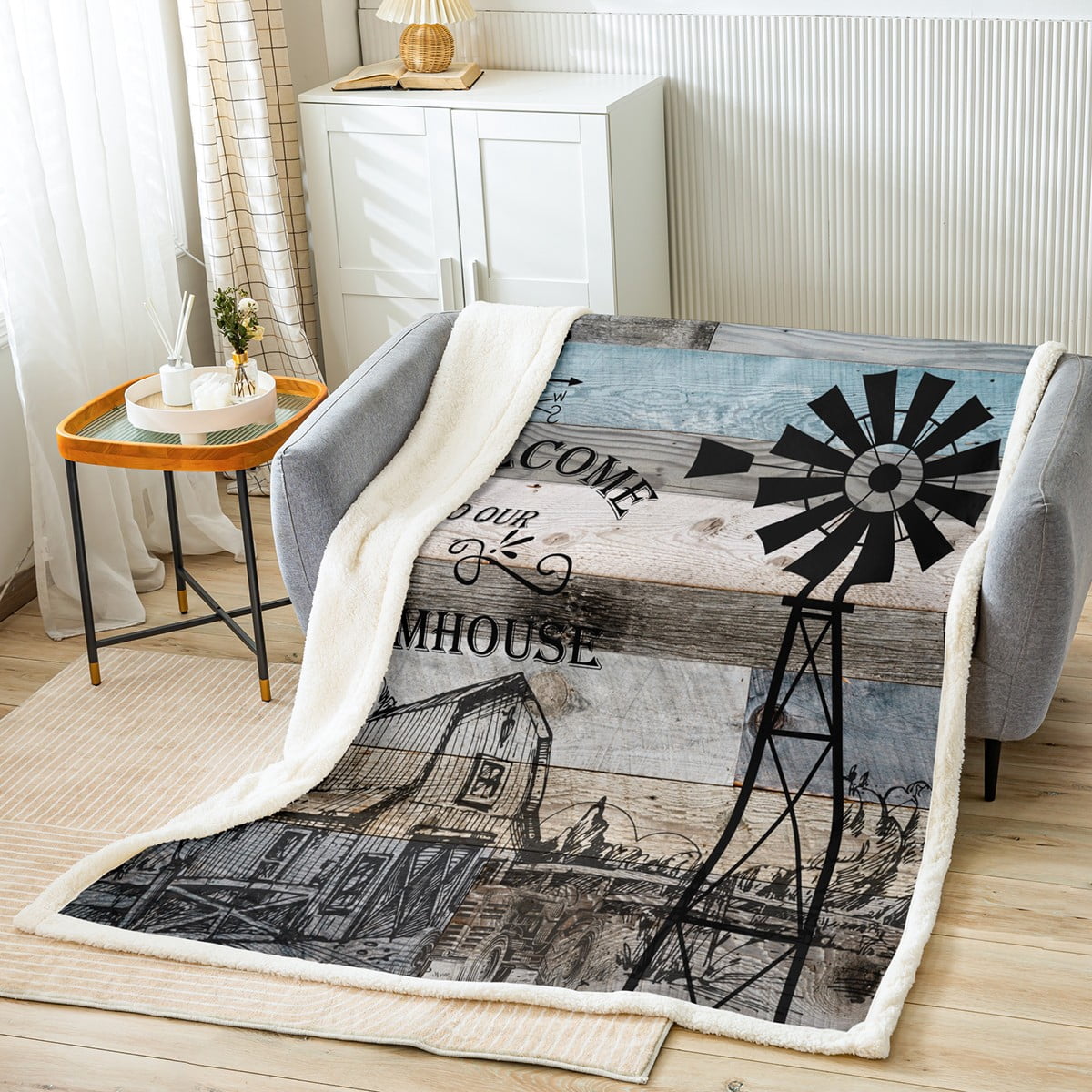 Garden Windmill Throw Blanket Rustic Retro Farm House Fleece Blanket ...