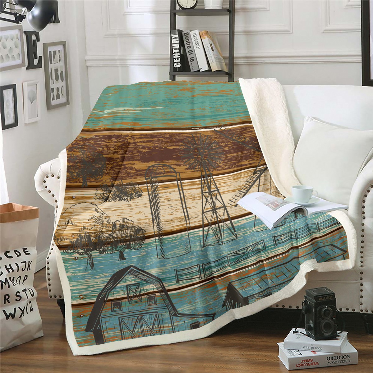 Garden Windmill Throw Blanket Windmill Decor Farmhouse Fleece Blanket ...