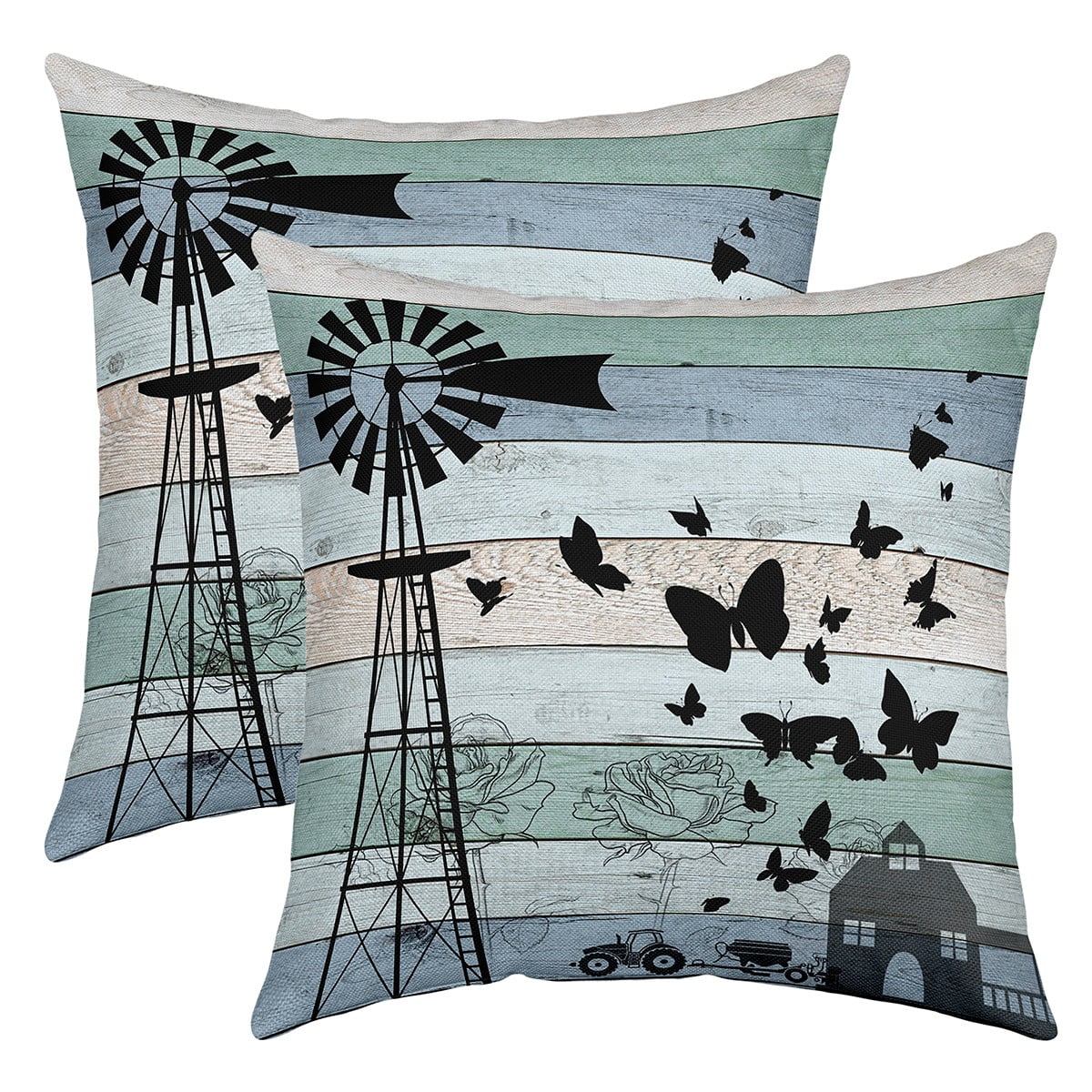 Garden Windmill Throw Pillow Covers Pinwheel Winnower Pillow Covers ...