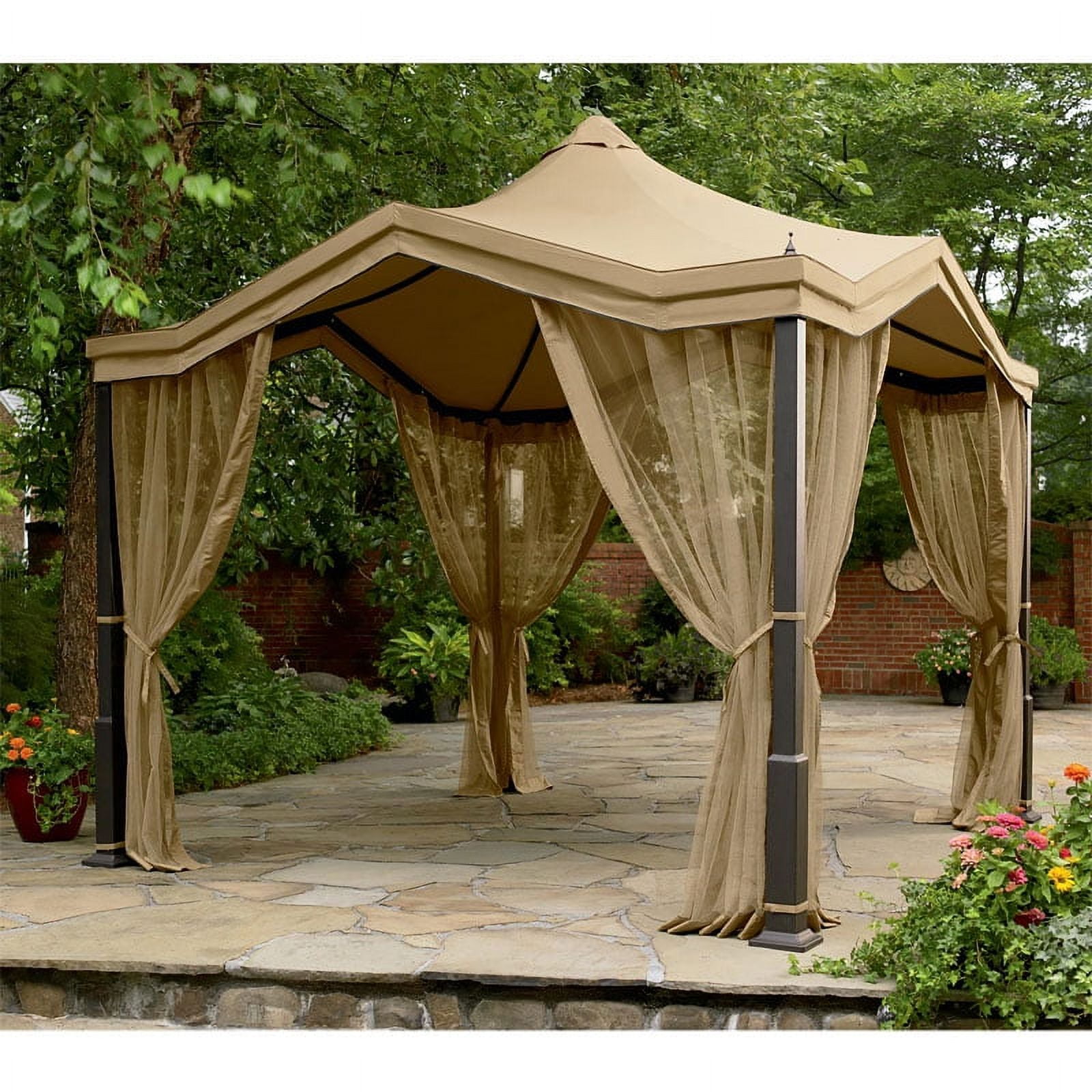 Garden Winds Beige Replacement Canopy Top for Outdoor Peaked Top Gazebo ...
