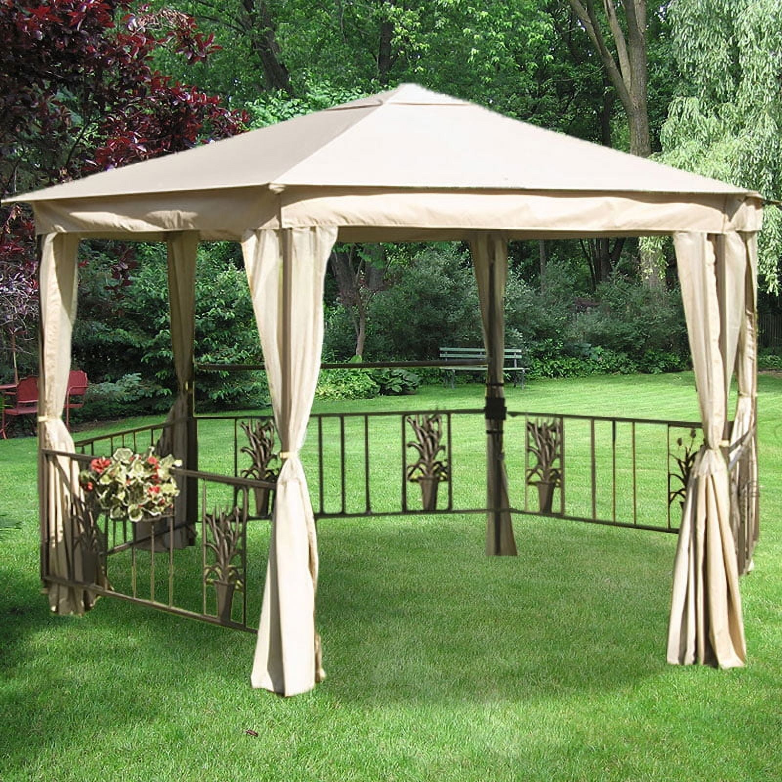 Garden Winds Majestic Hexagon Gazebo Replacement Canopy - Riplock 350 ...