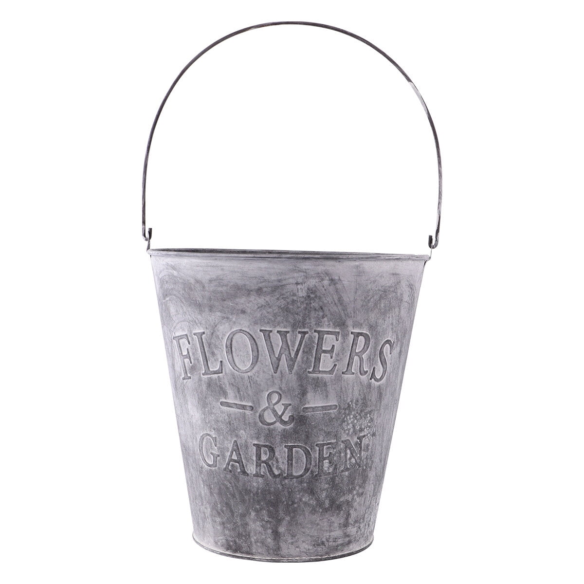 Garden Wrought Iron Pail Simulation Round Iron Bucket Flower Pot Metal ...