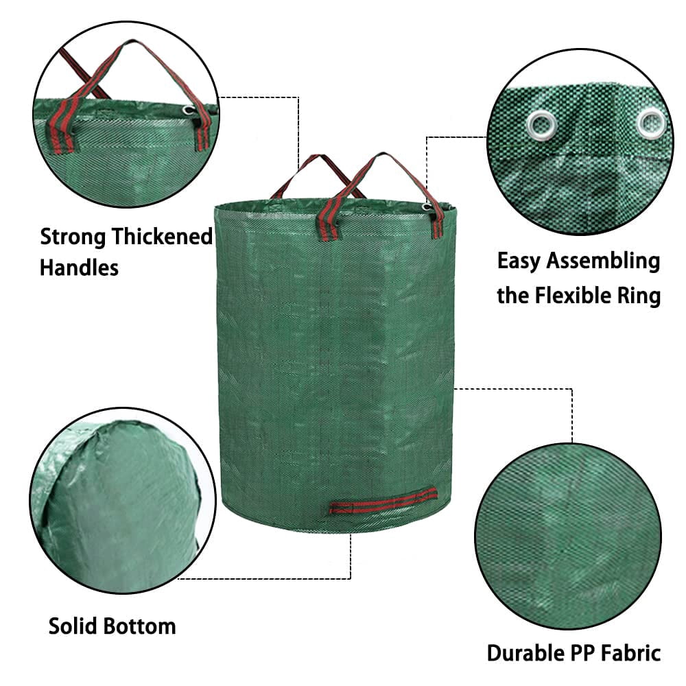 Garden Yard Waste Bags Sacks, Reuseable Gardening Lawn Leaf Bag Garden ...